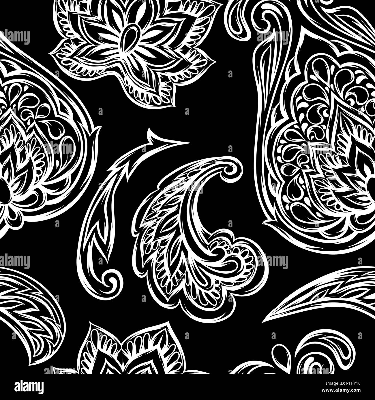 Indian paisley print Black and White Stock Photos & Images - Alamy