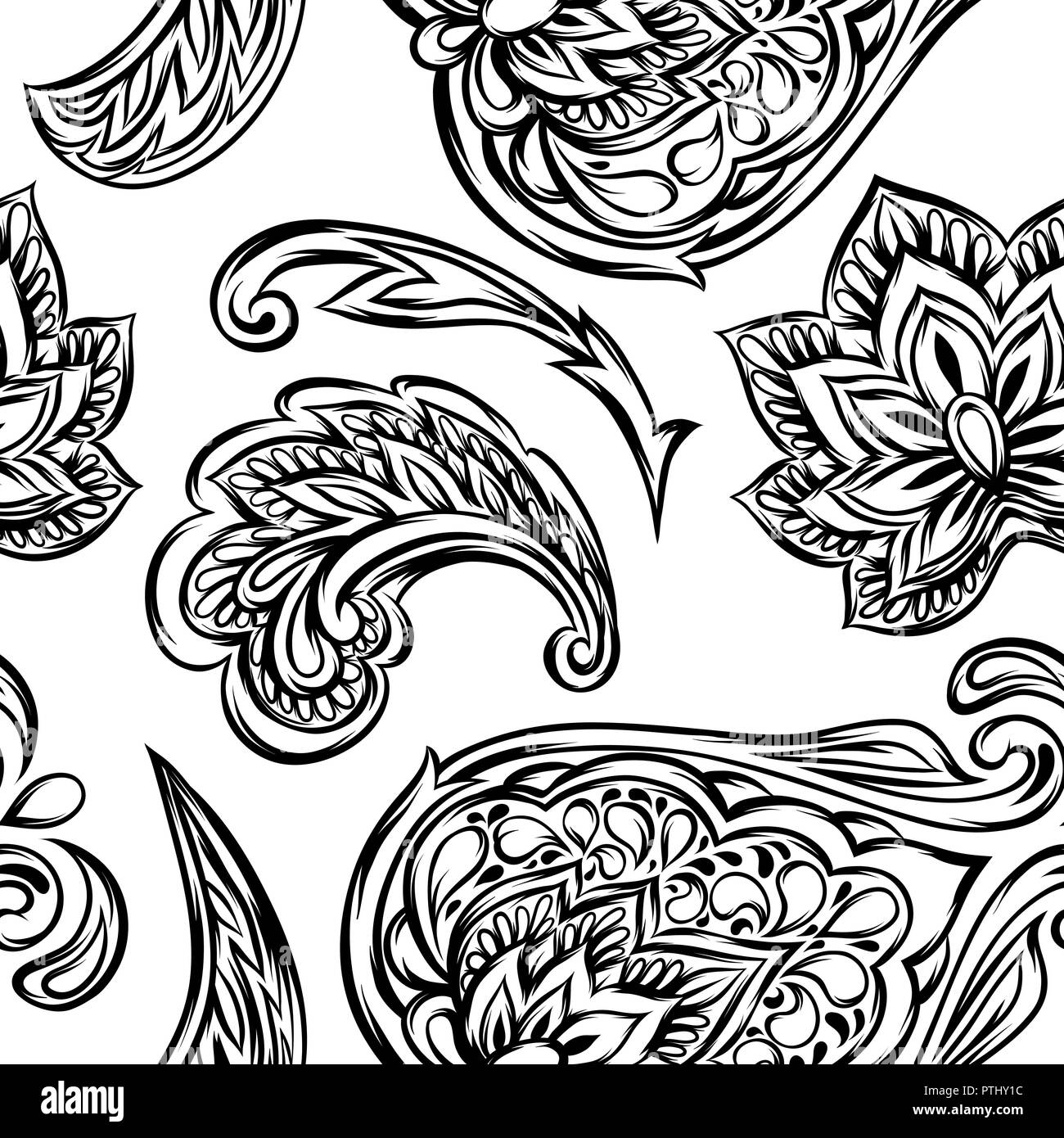 Indian Pattern Black and White Stock Photos & Images - Alamy