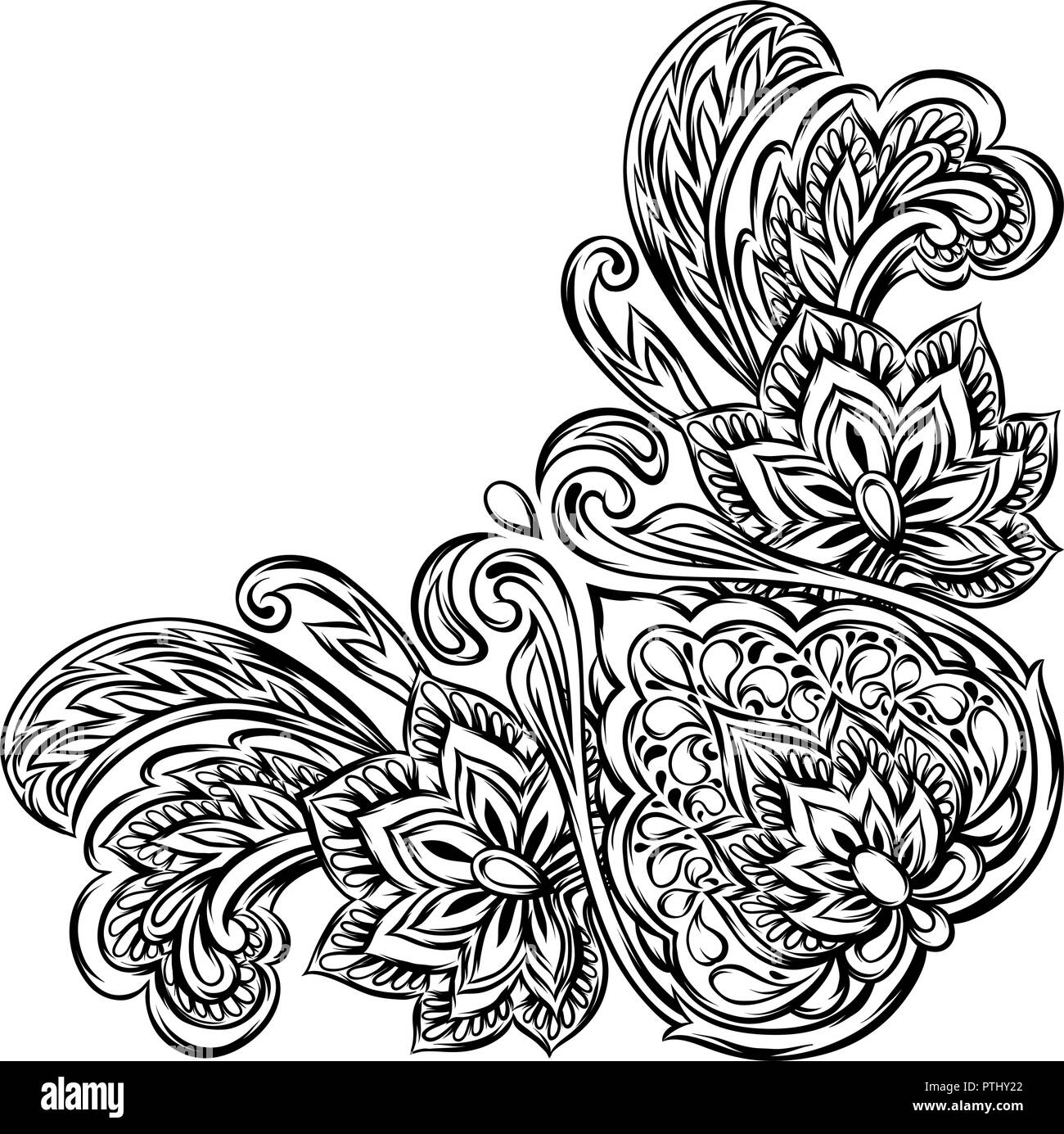 Indian Corner Borders Easy Drawing Indian Corner Scroll Stock