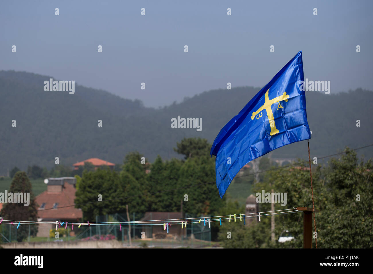 Flag of Asturias Stock Photo - Alamy