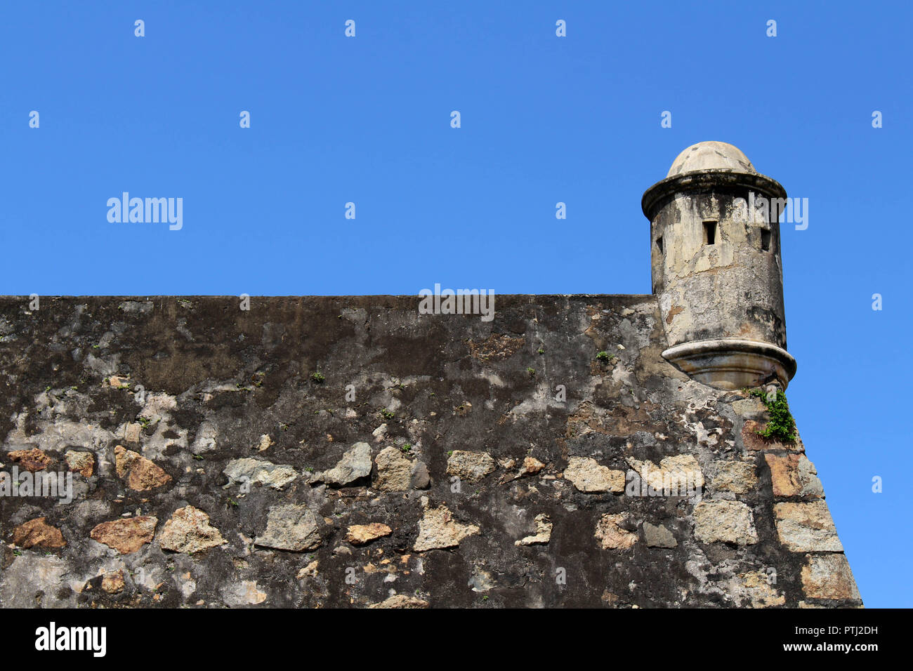 The wall and watch tower around Galle Fort. Taken in Sri Lanka, August ...