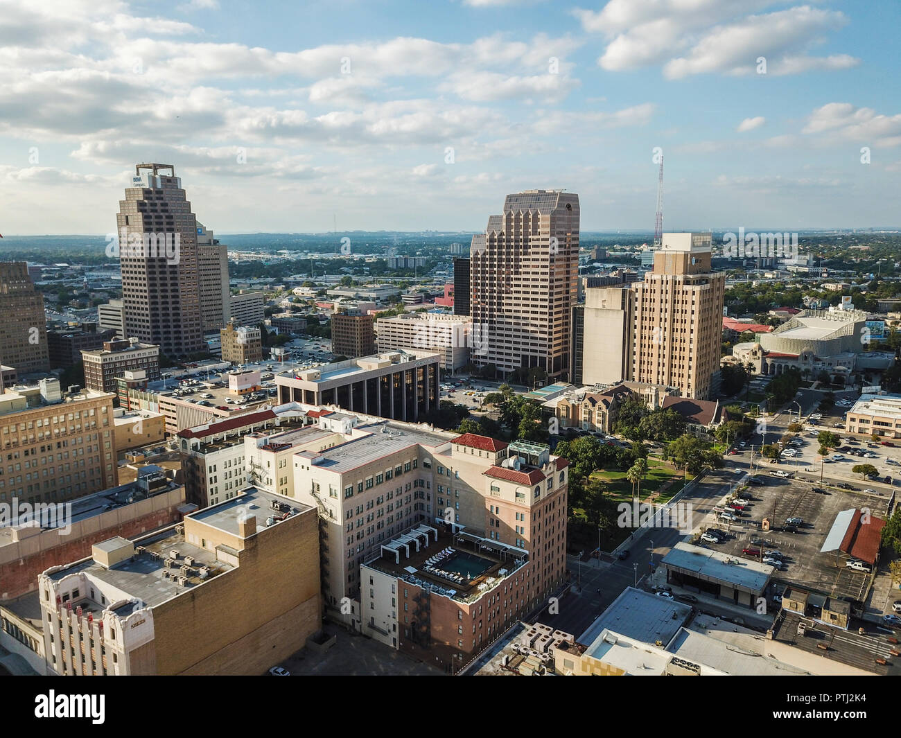 Aerial Cityscape of Downtown San Antonio, Texas Facing Towards East ...