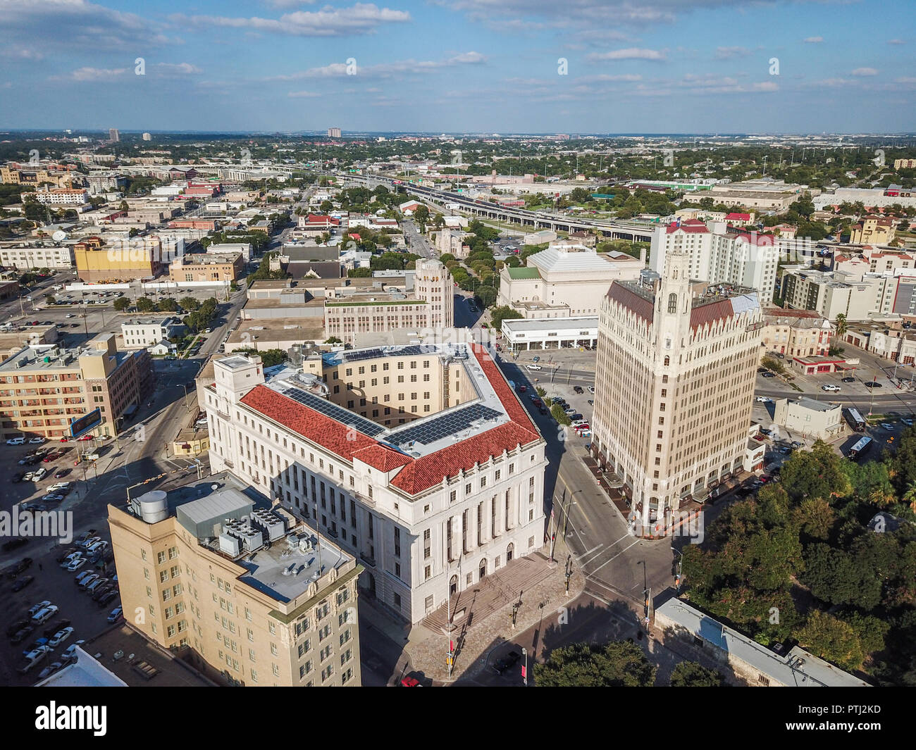 Aerial Cityscape of Downtown San Antonio, Texas Facing Towards East ...
