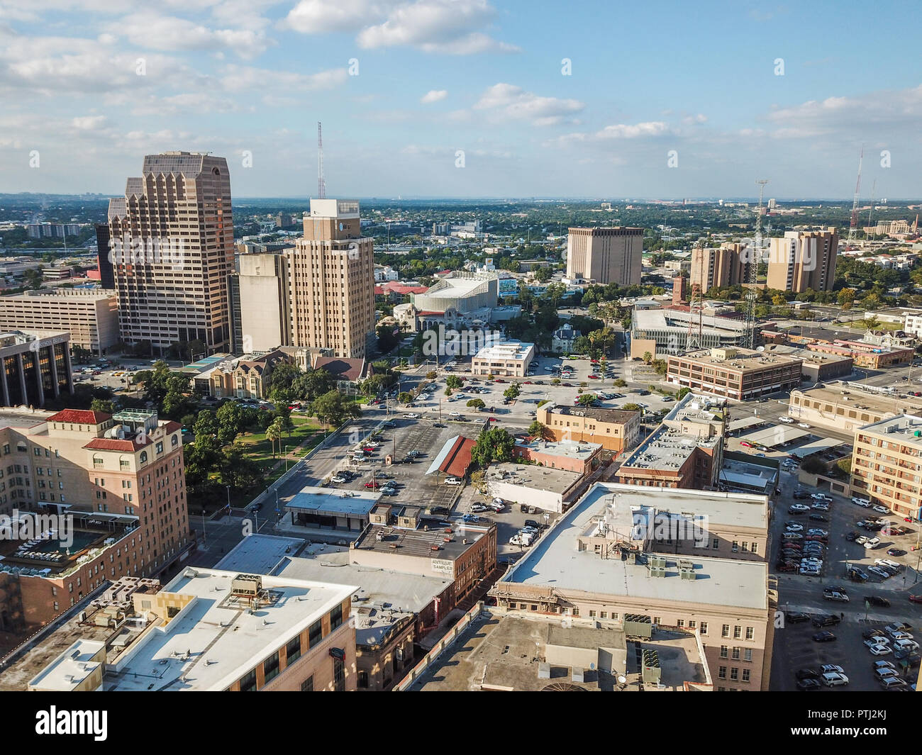 Aerial Cityscape of Downtown San Antonio, Texas Facing Towards East ...