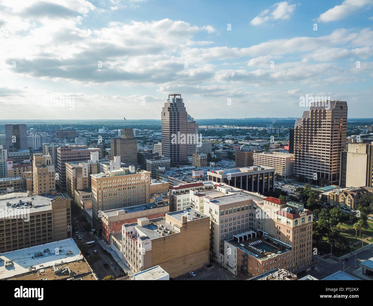 Aerial Cityscape of Downtown San Antonio, Texas Facing Towards East ...