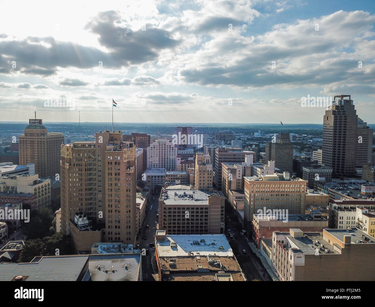 Aerial Cityscape of Downtown San Antonio, Texas Facing Towards East ...
