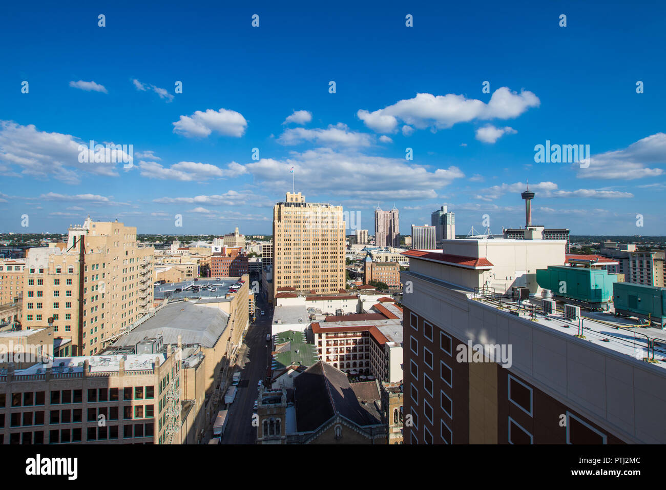 Aerial Cityscape of Downtown San Antonio, Texas Facing Towards East ...
