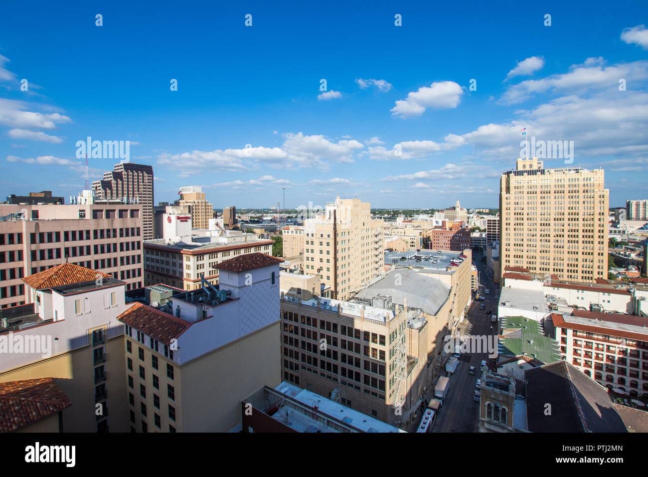 Aerial Cityscape of Downtown San Antonio, Texas Facing Towards East ...