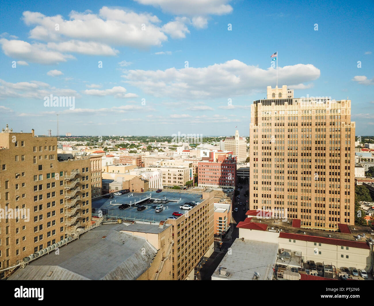 Aerial Cityscape of Downtown San Antonio, Texas Facing Towards East ...