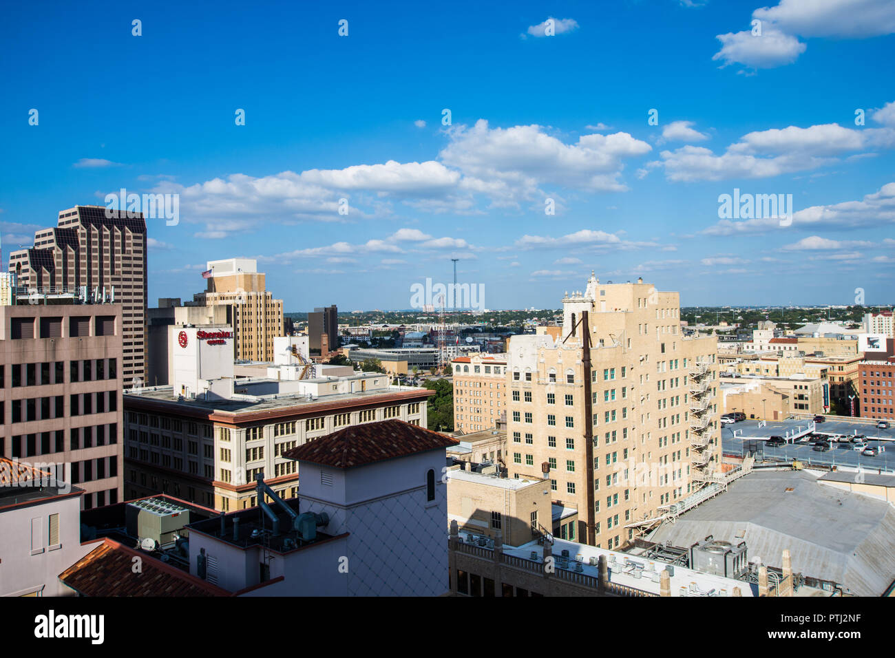 Aerial Cityscape of Downtown San Antonio, Texas Facing Towards East ...