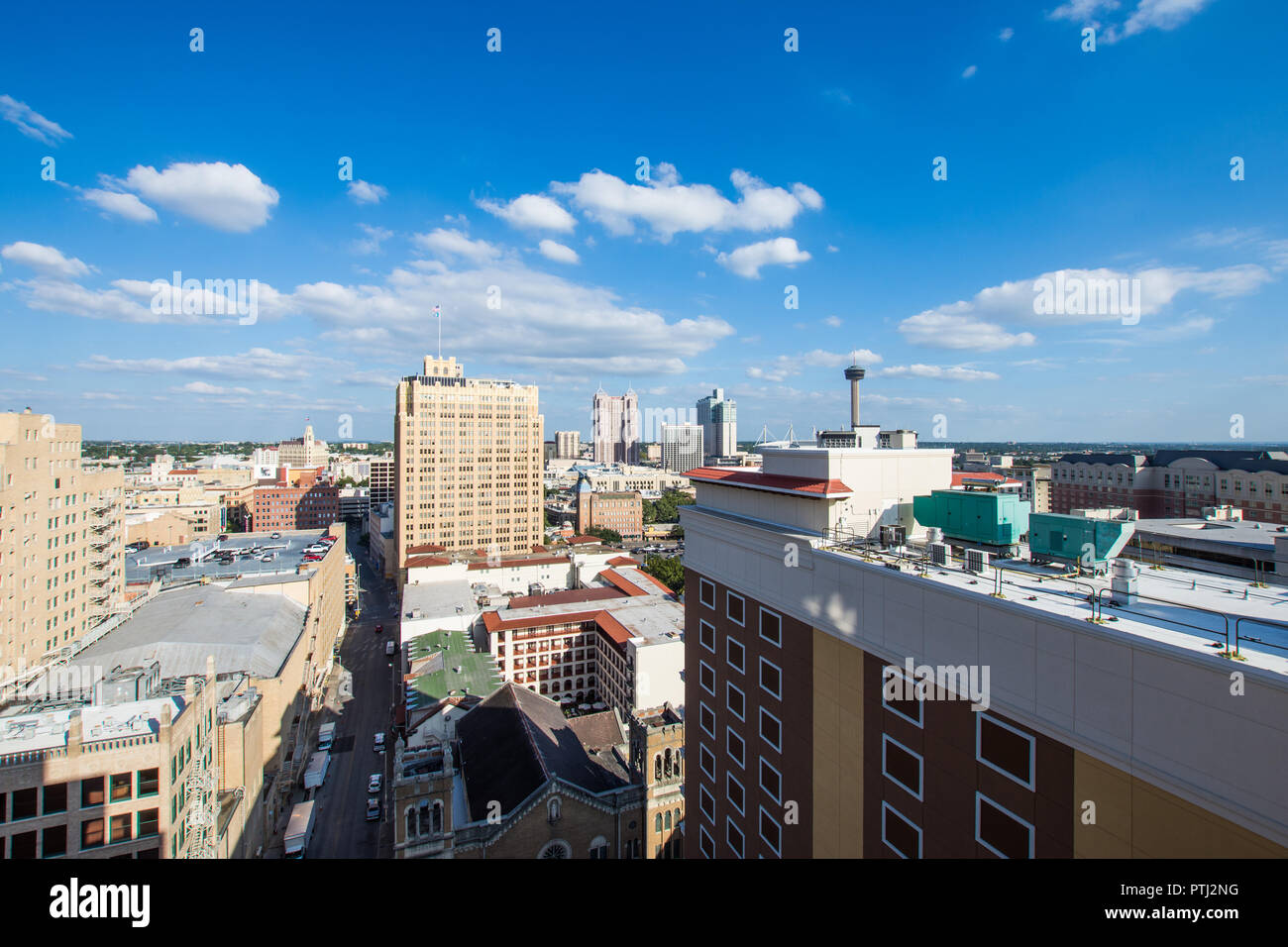 Aerial Cityscape of Downtown San Antonio, Texas Facing Towards East ...