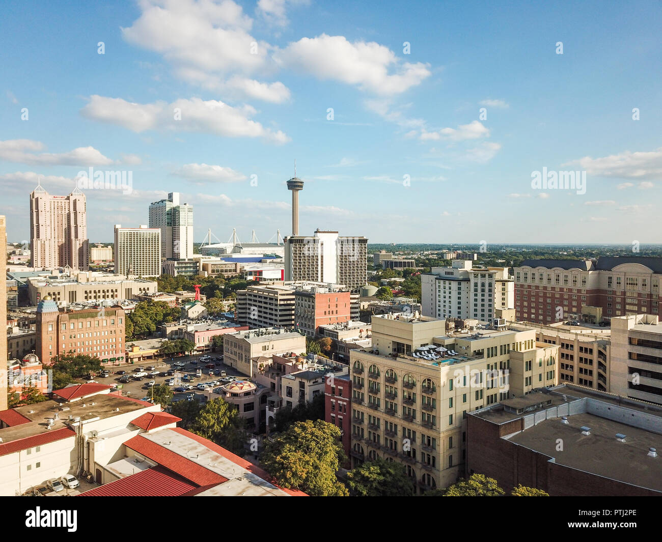 Aerial Cityscape of Downtown San Antonio, Texas Facing Towards East ...