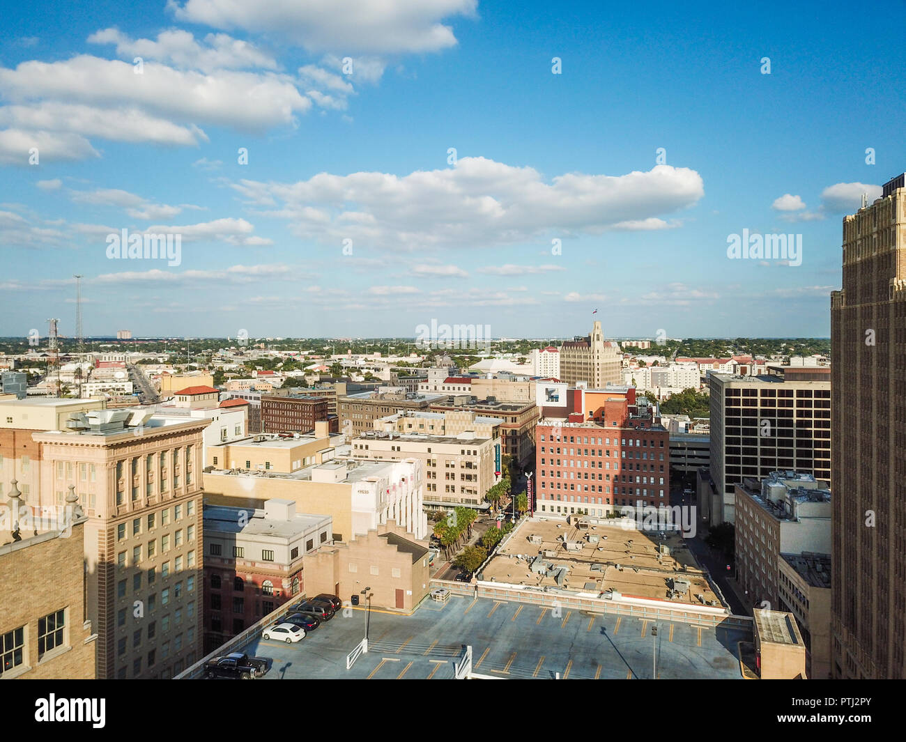 Aerial Cityscape of Downtown San Antonio, Texas Facing Towards East ...