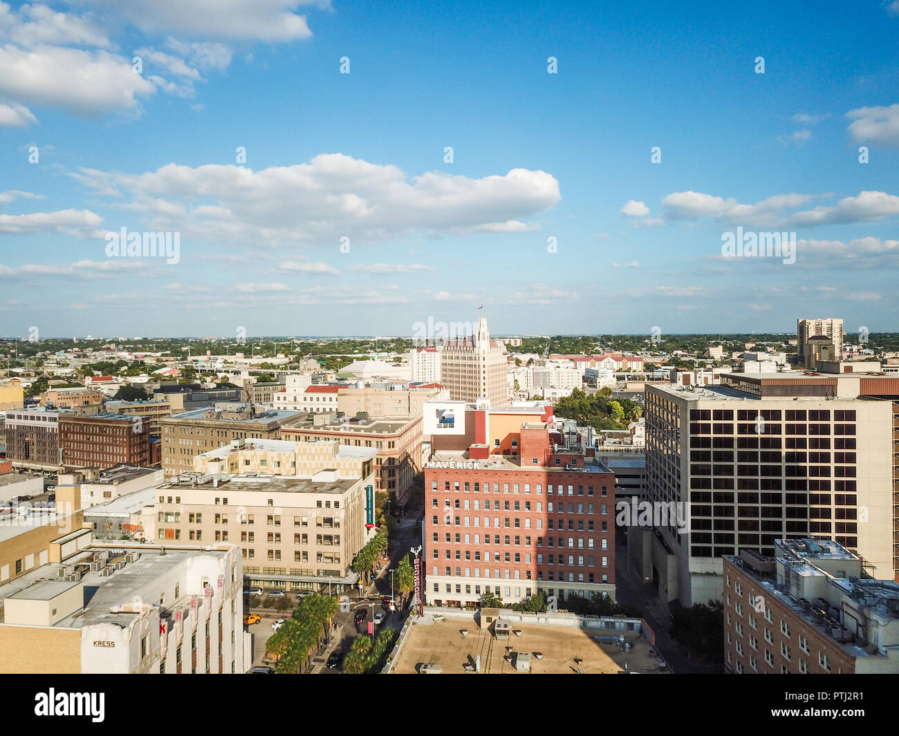 Aerial Cityscape of Downtown San Antonio, Texas Facing Towards East ...