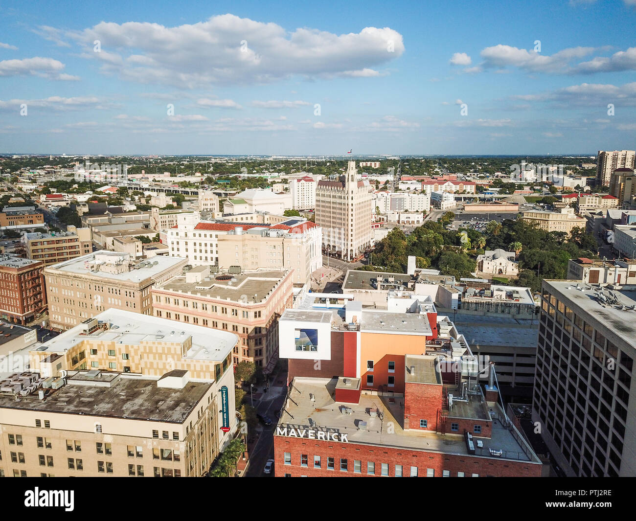 Aerial Cityscape of Downtown San Antonio, Texas Facing Towards East ...