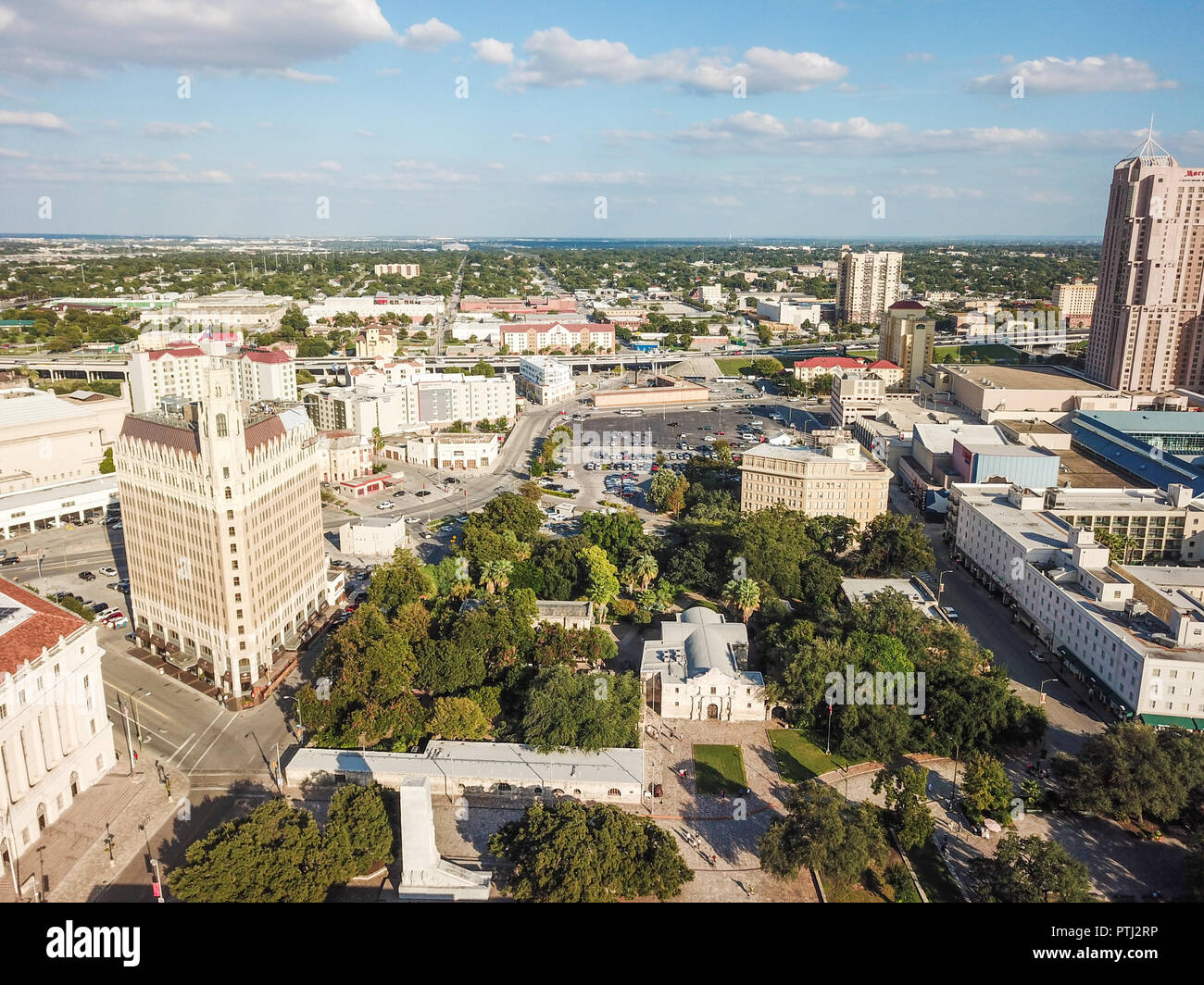 Aerial Cityscape of Downtown San Antonio, Texas Facing Towards East ...