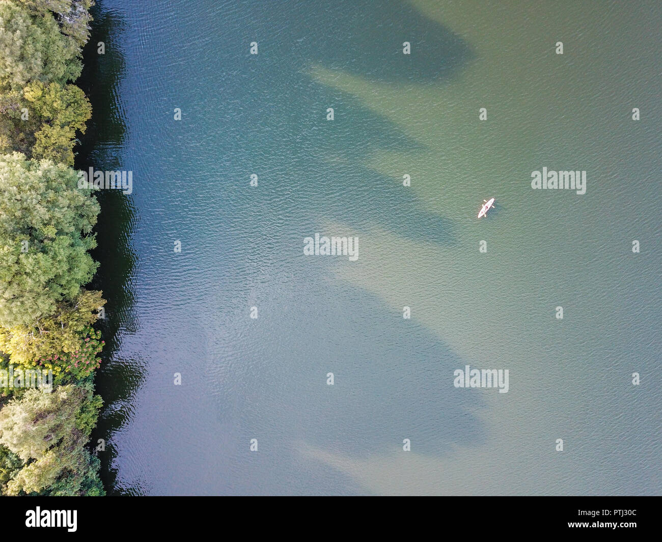 Aerial of Auston Texas from the Congress Avenue Bridge next to the ...