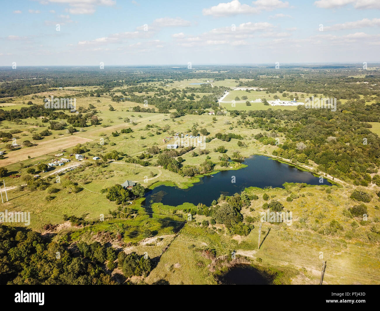 Aerial of Rural Sommervile, Texas in between Austin and Houston Stock ...