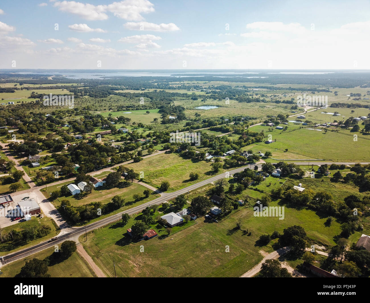 Aerial of Rural Sommervile, Texas in between Austin and Houston Stock ...