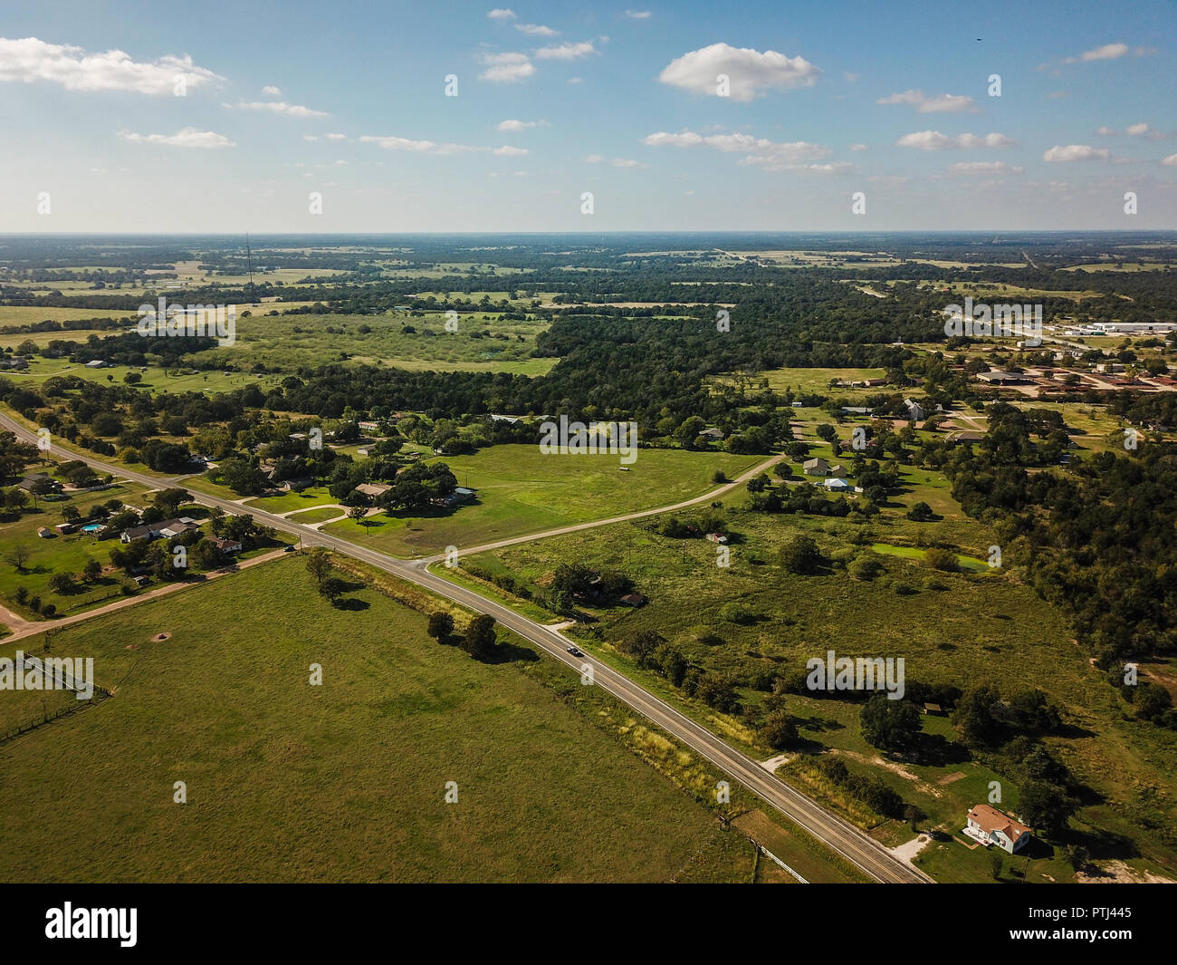 Aerial of Rural Sommervile, Texas in between Austin and Houston Stock ...