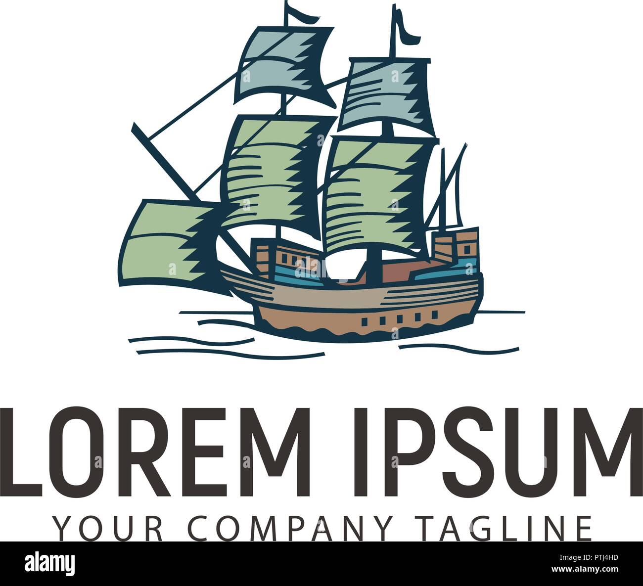 Ship marine vintage retro logo design concept template Stock Vector ...