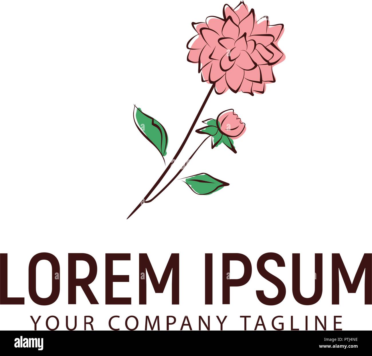 flower logo hand drawn style design concept template Stock Vector Image ...