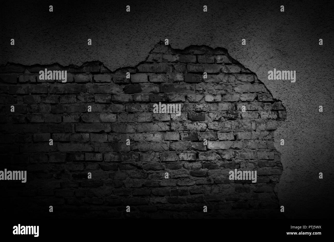 Black Brick,concrete weathered grunge wall background Stock Photo - Alamy
