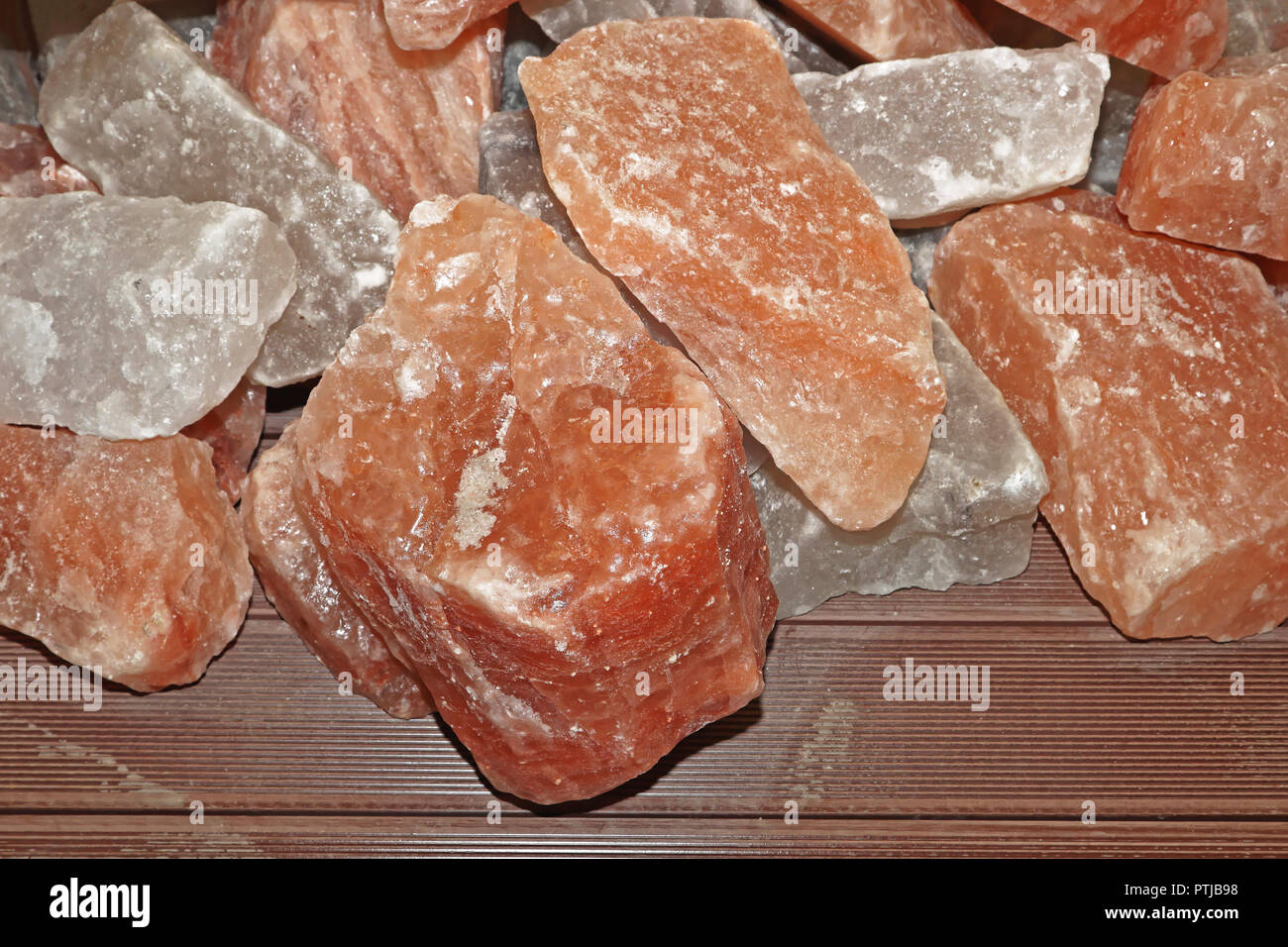 Pink Salt Crystals in Rocks From Himalaya Stock Photo - Alamy