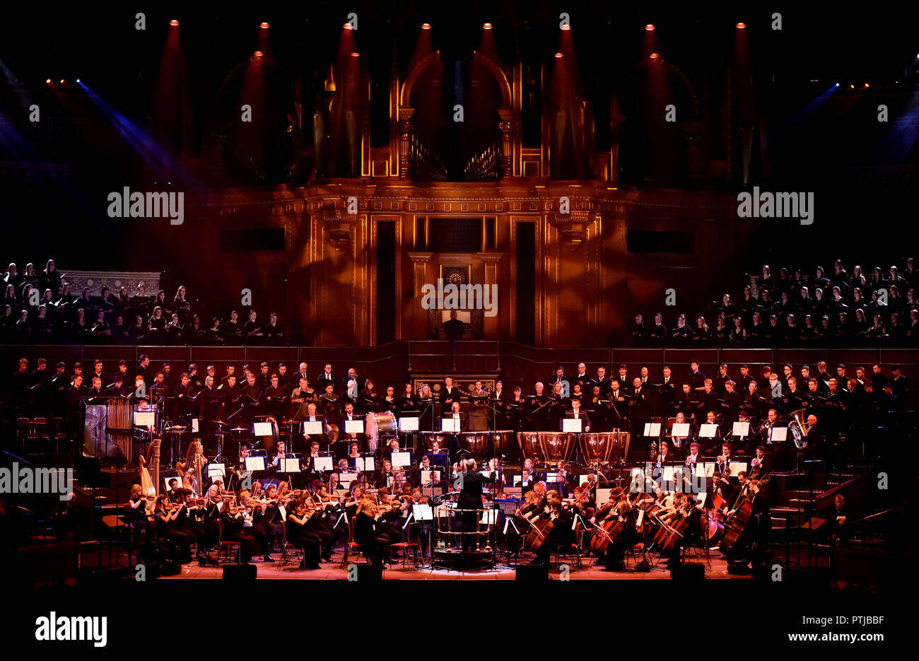 Patrick Hawes conducts the Royal Philharmonic Orchestra on stage at ...