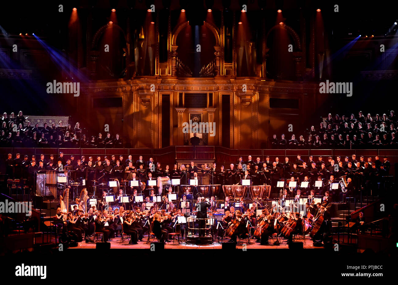 Patrick Hawes conducts the Royal Philharmonic Orchestra on stage at ...