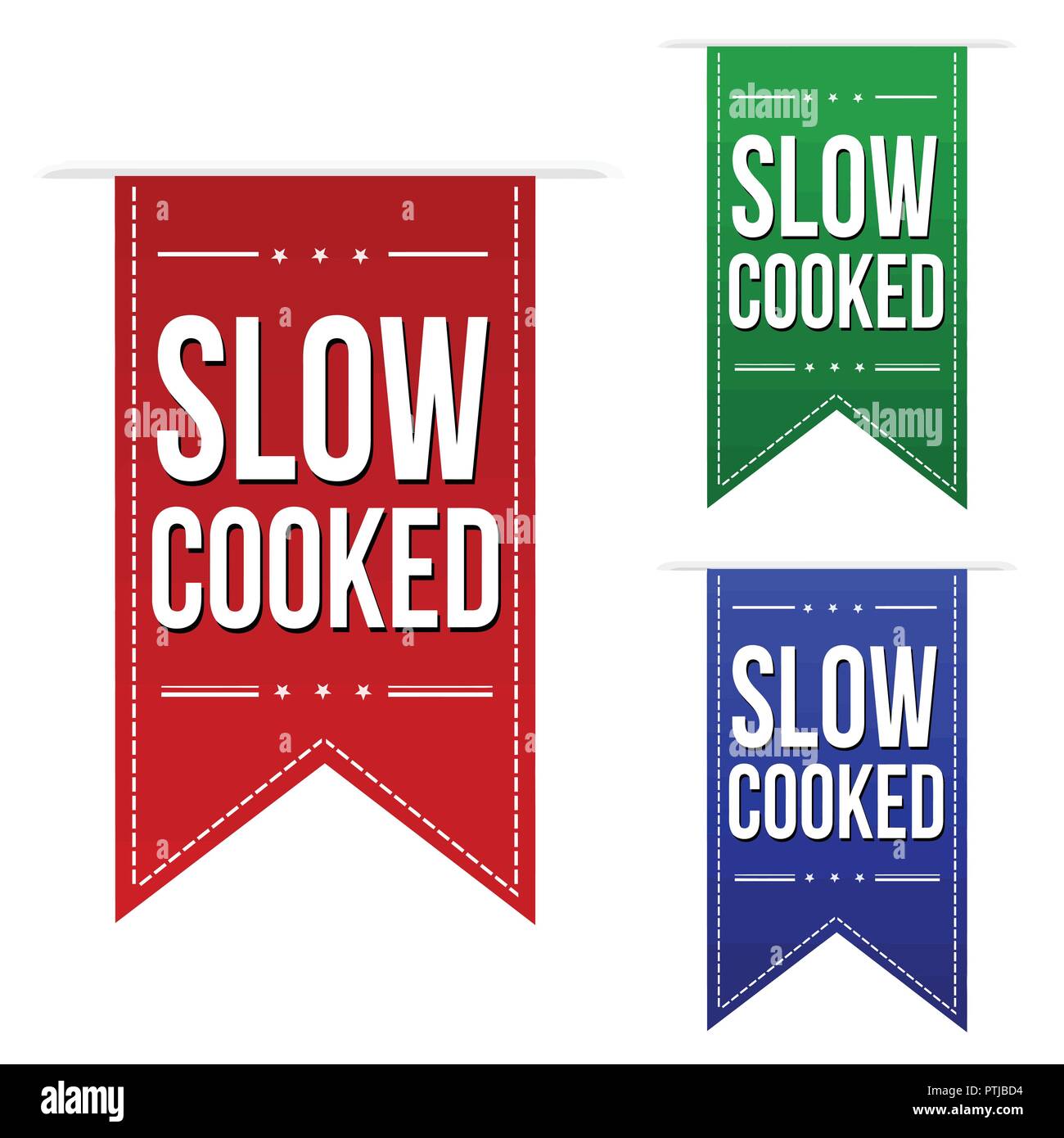 Slow cooked banner design set on white background, vector illustration ...