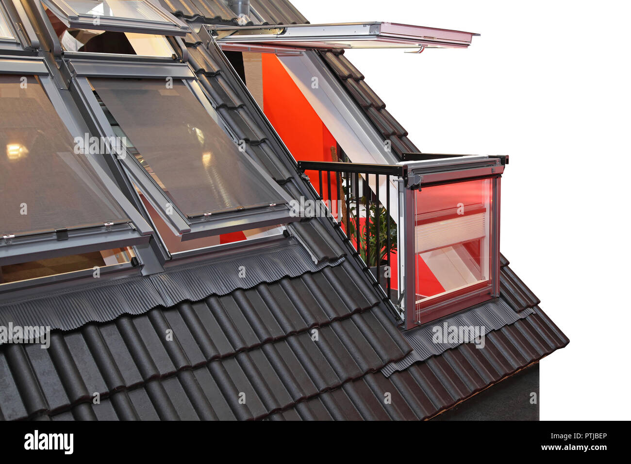 Expandable Window Transformation in Small Balcony at House Roof Stock ...