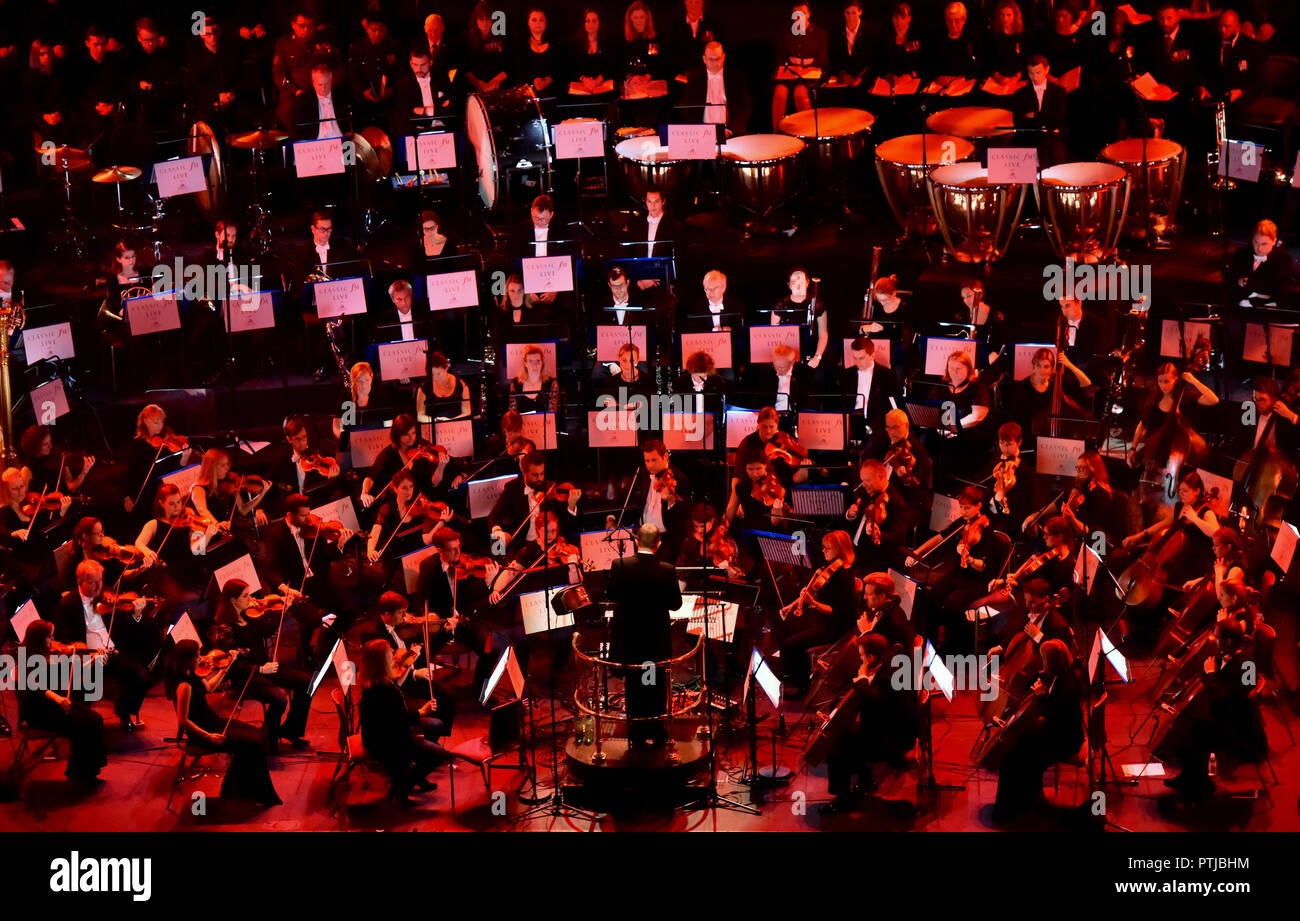 Patrick Hawes conducts the Royal Philharmonic Orchestra on stage at ...