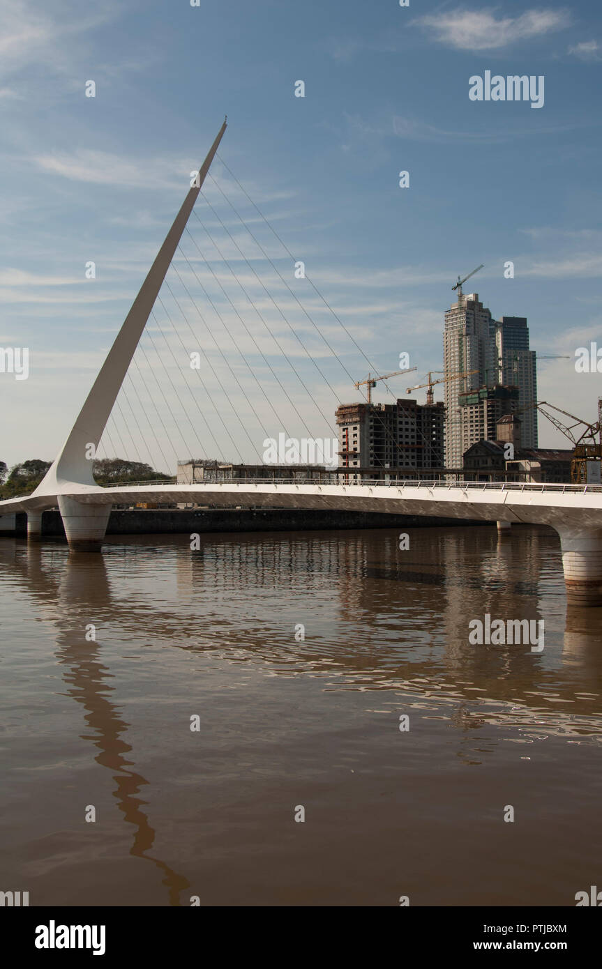 Puente de la Mujer, the Woman's Bridge, by Santiago Calatrava, spanning ...