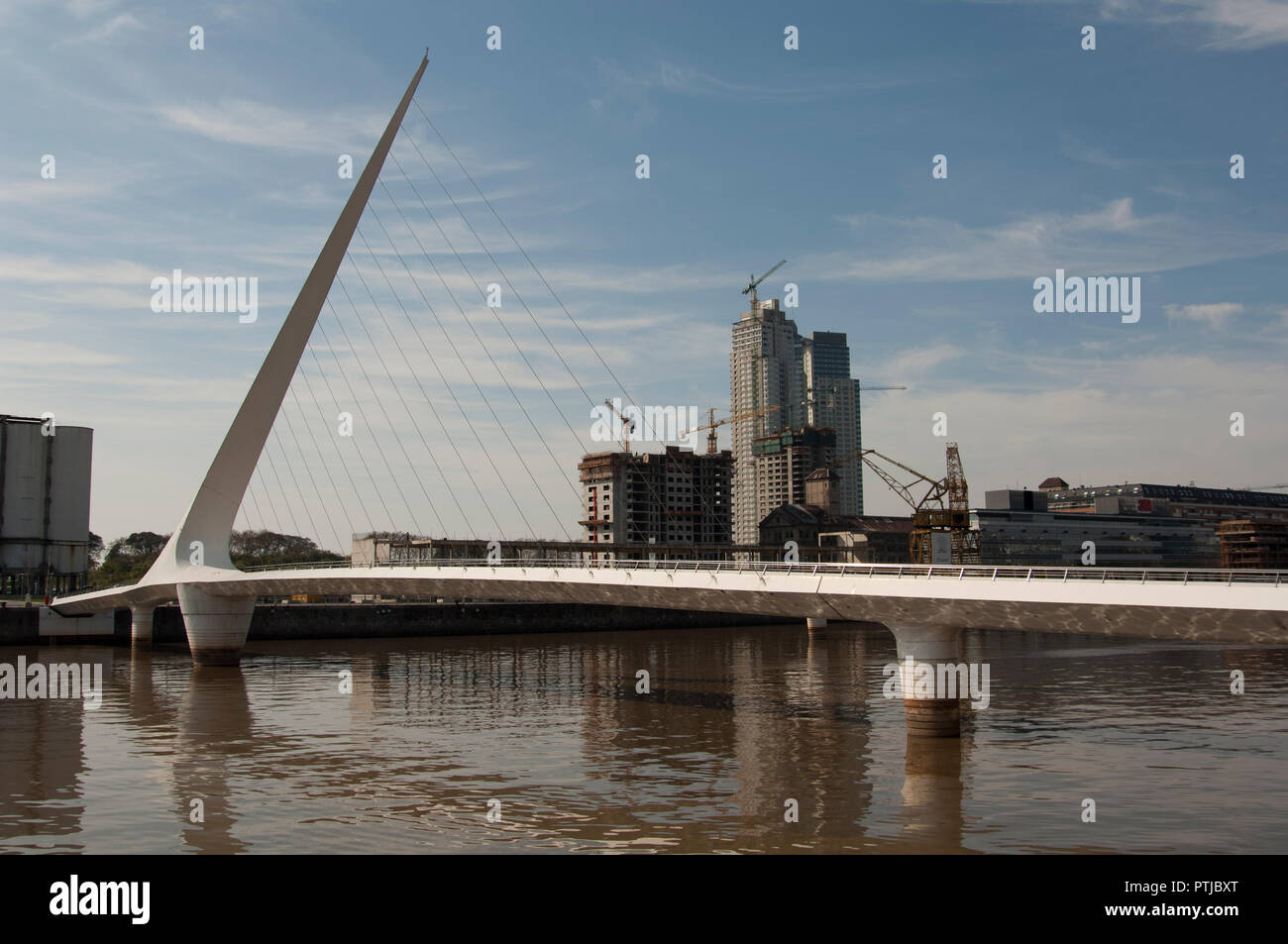 Puente de la Mujer, the Woman's Bridge, by Santiago Calatrava, spanning ...
