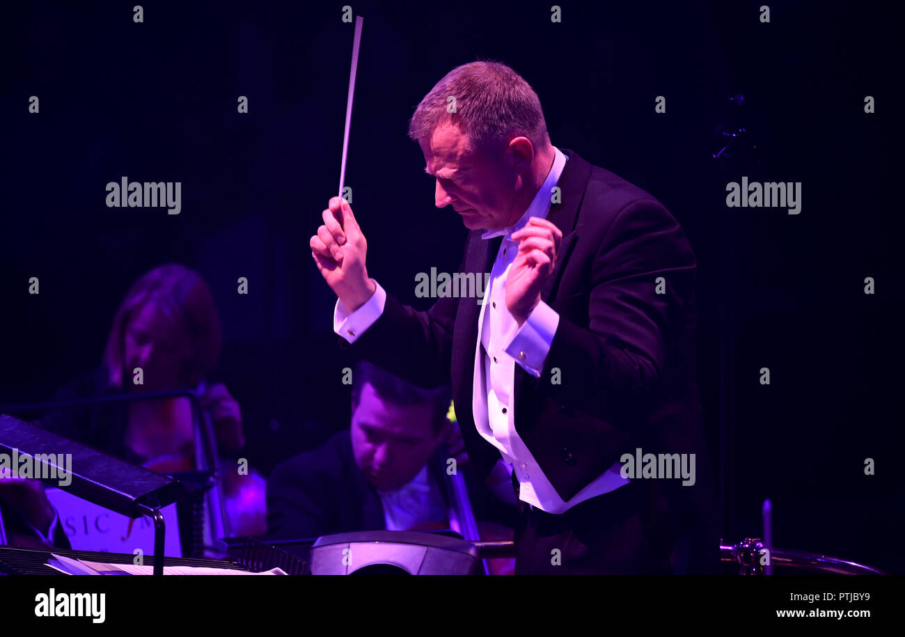 Patrick Hawes conducts the Royal Philharmonic Orchestra on stage at the ...