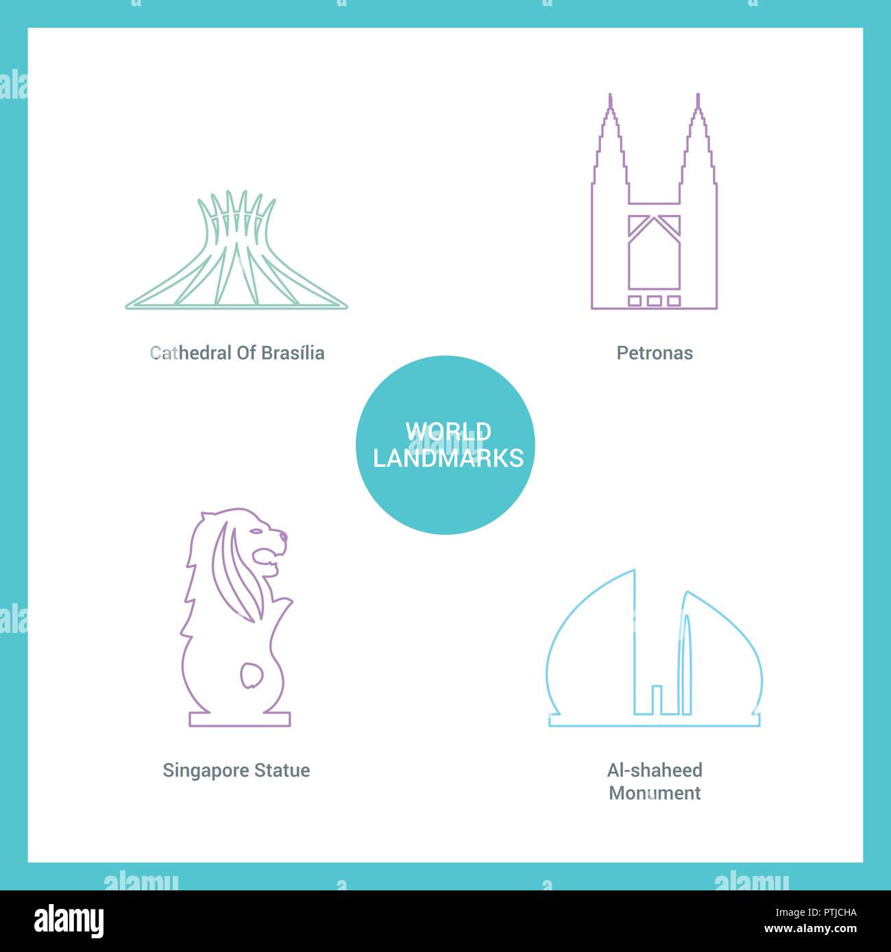 World Famous landmarks and monuments design with white background ...
