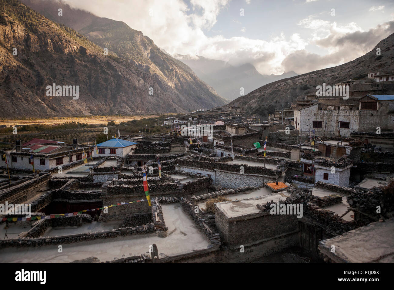 Sunset in Mapha which is the apple capital of Nepal Stock Photo - Alamy