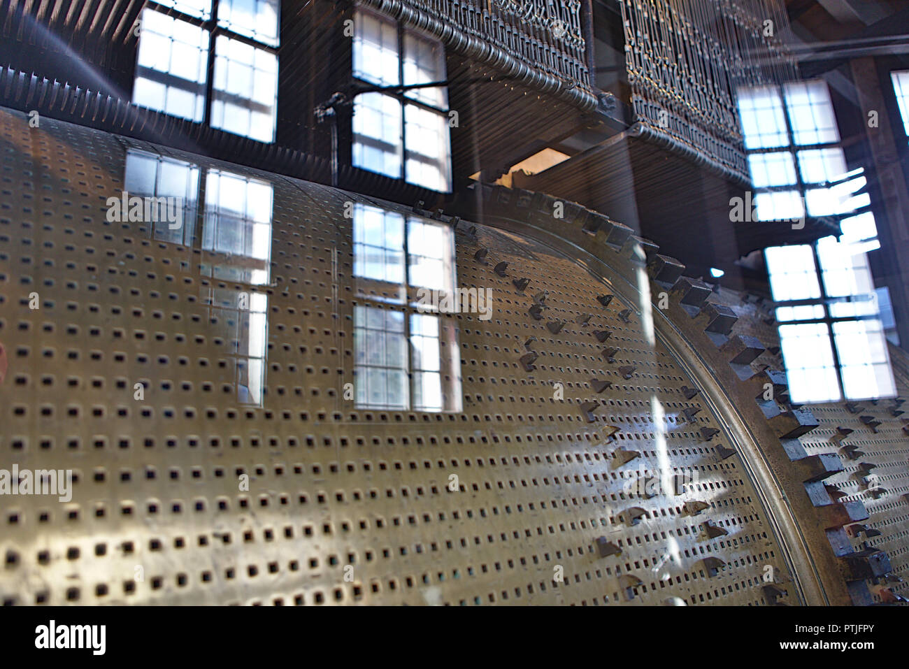 Interior mechanics of the Belfry tower in Bruges Stock Photo - Alamy