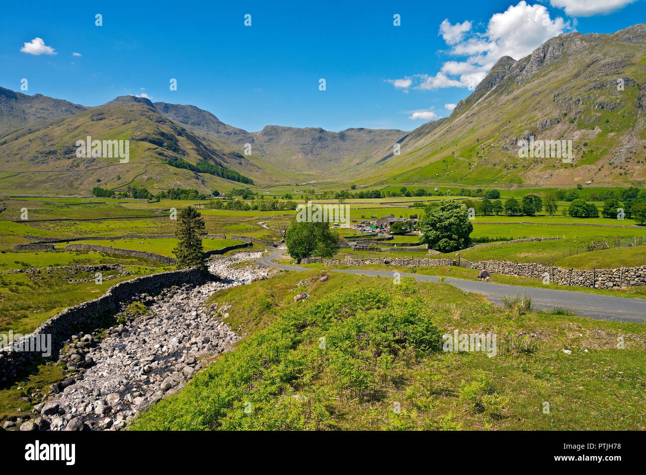 Looking down the valley to the Langdales Stock Photo - Alamy