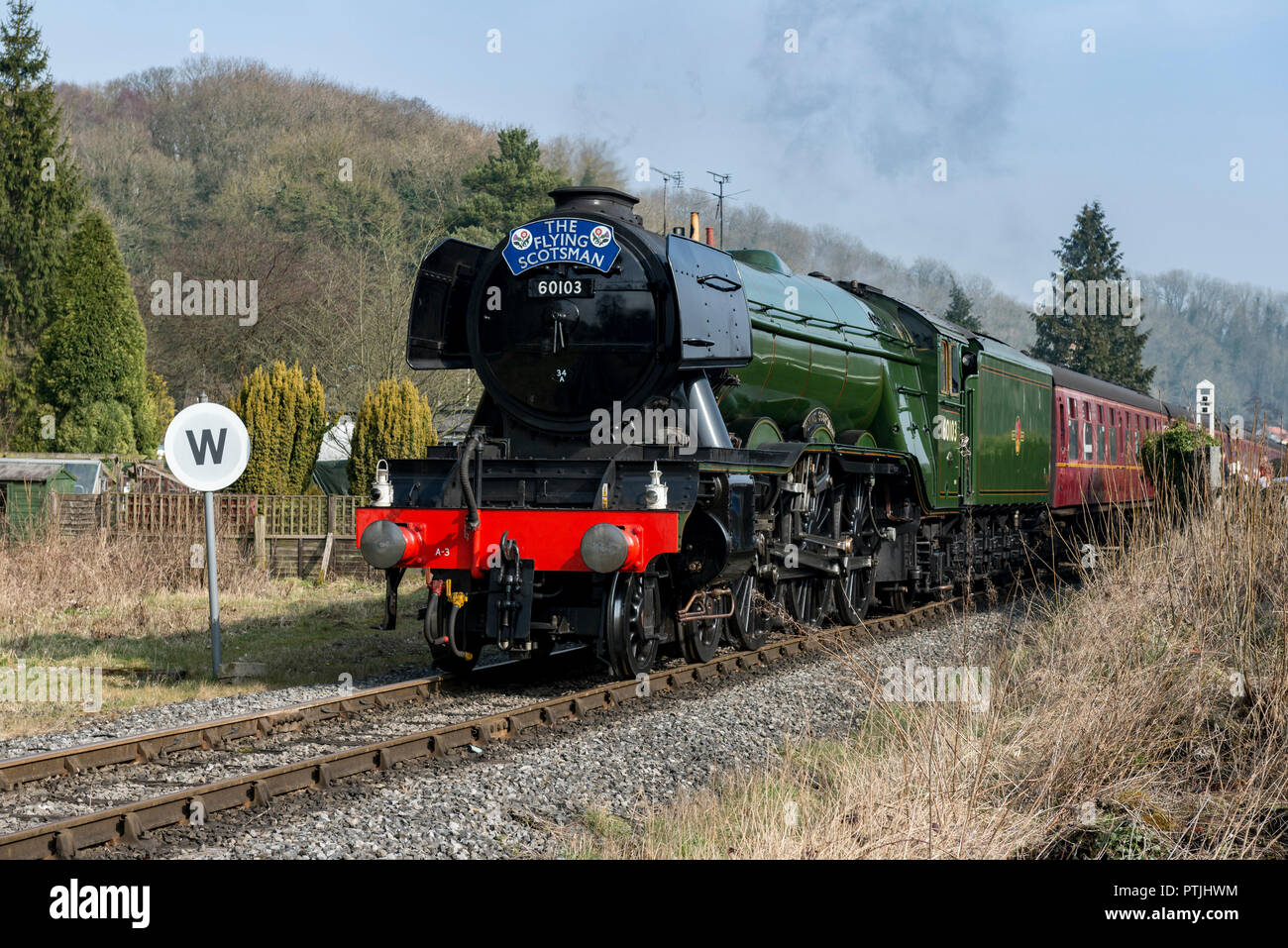 The Flying Scotsman at New Bridge in Pickering Stock Photo - Alamy