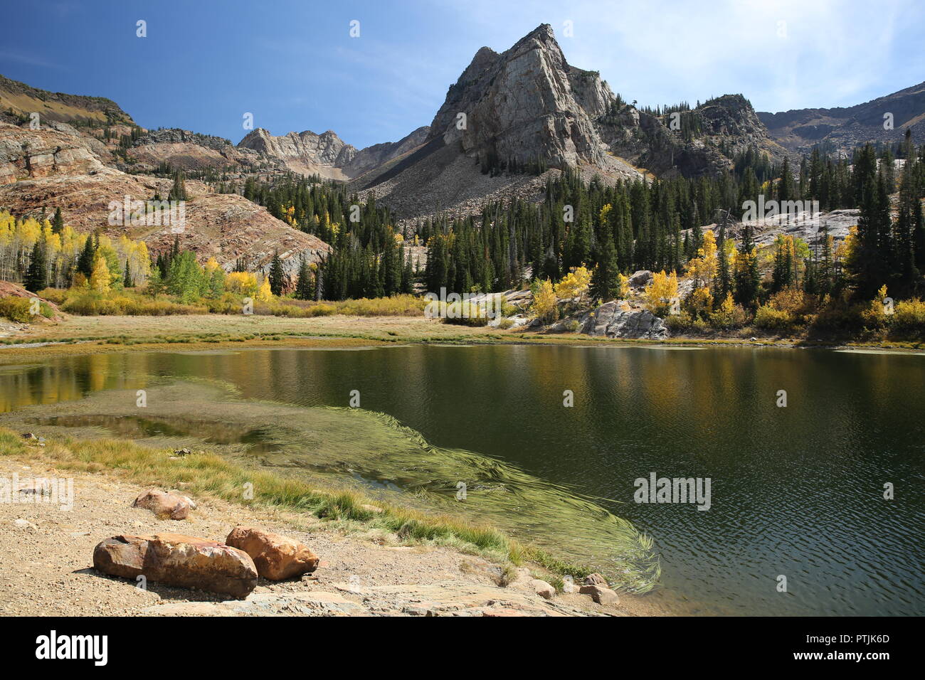 Lake Blanche in fall, Big Cottonwood Canyon, Utah Stock Photo - Alamy