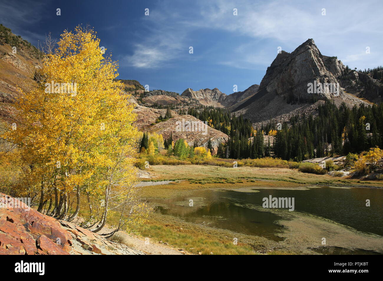 Lake Blanche in fall, Big Cottonwood Canyon, Utah Stock Photo - Alamy