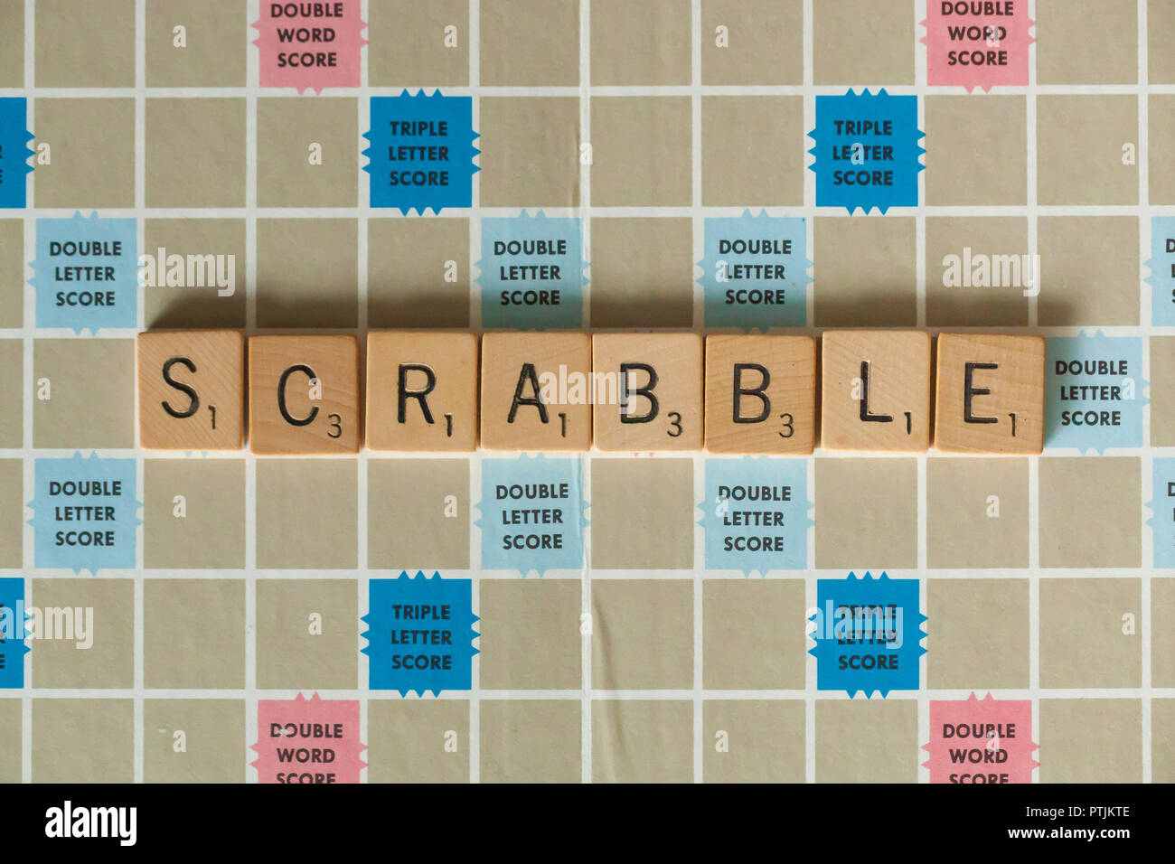 WOODBRIDGE, NEW JERSEY - October 9, 2018: A vintage Scrabble board game ...