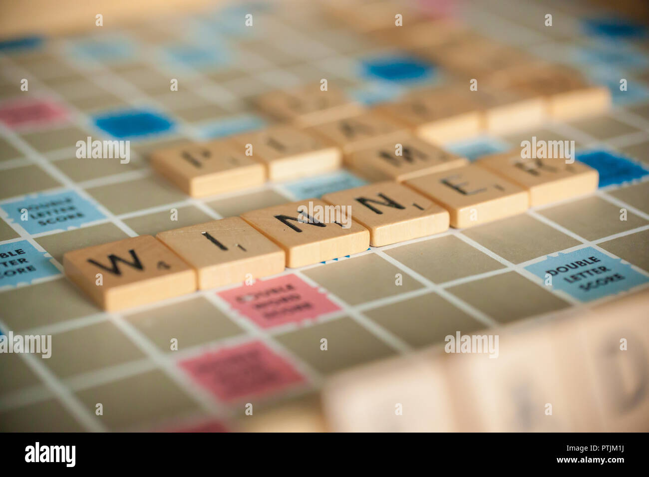 WOODBRIDGE, NEW JERSEY - October 9, 2018: A vintage Scrabble board game ...