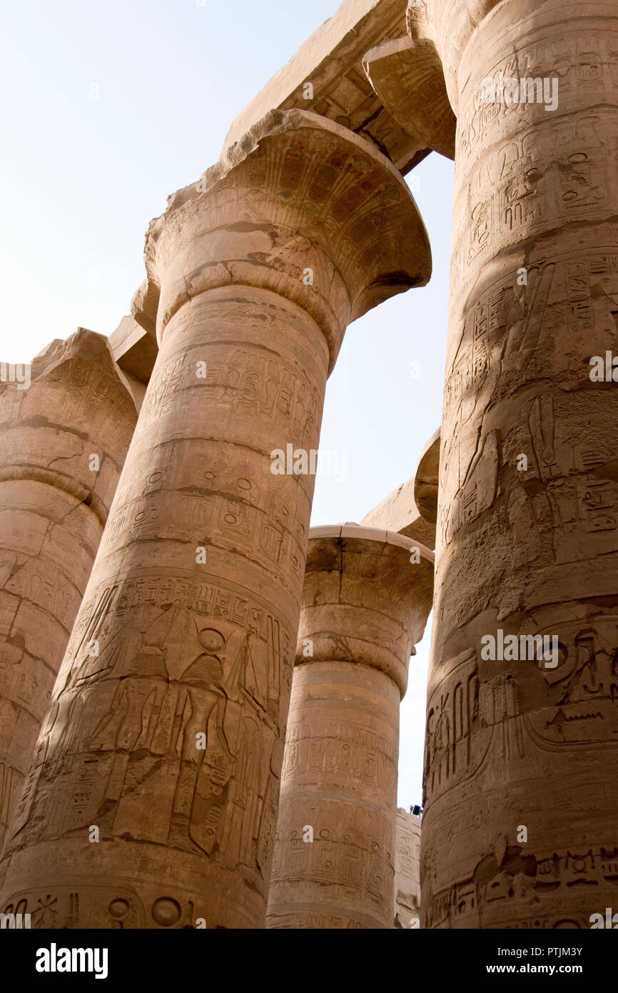 Colossal columns in the Karnak Temple, Luxor, Egypt Stock Photo - Alamy
