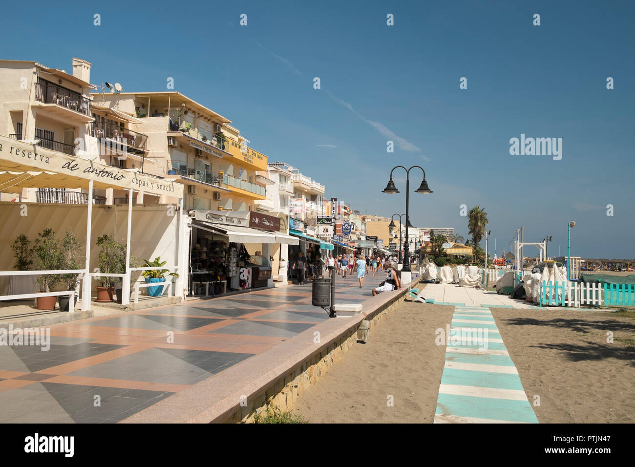 Seaside promenade of La Carihuela, Torremolinos, Málaga province, Spain ...
