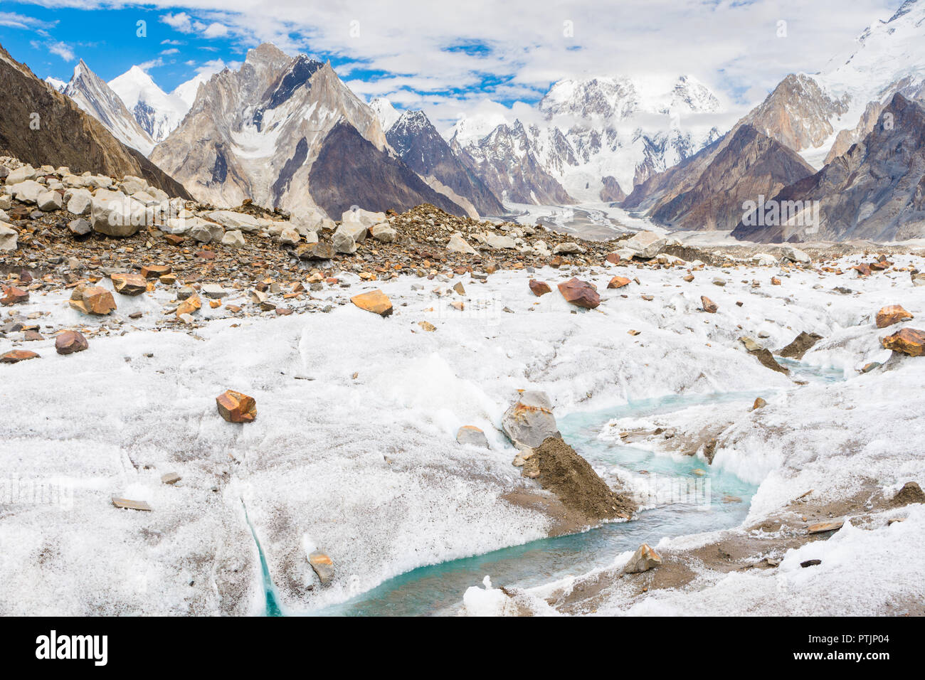 Marble peak, K2 mountain, Godwin-Austin glacier and Broad peak, from ...