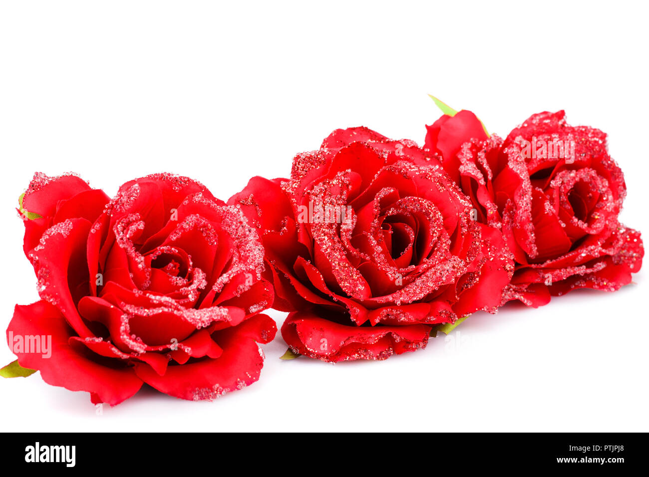 Red fabric roses isolated on white background Stock Photo - Alamy