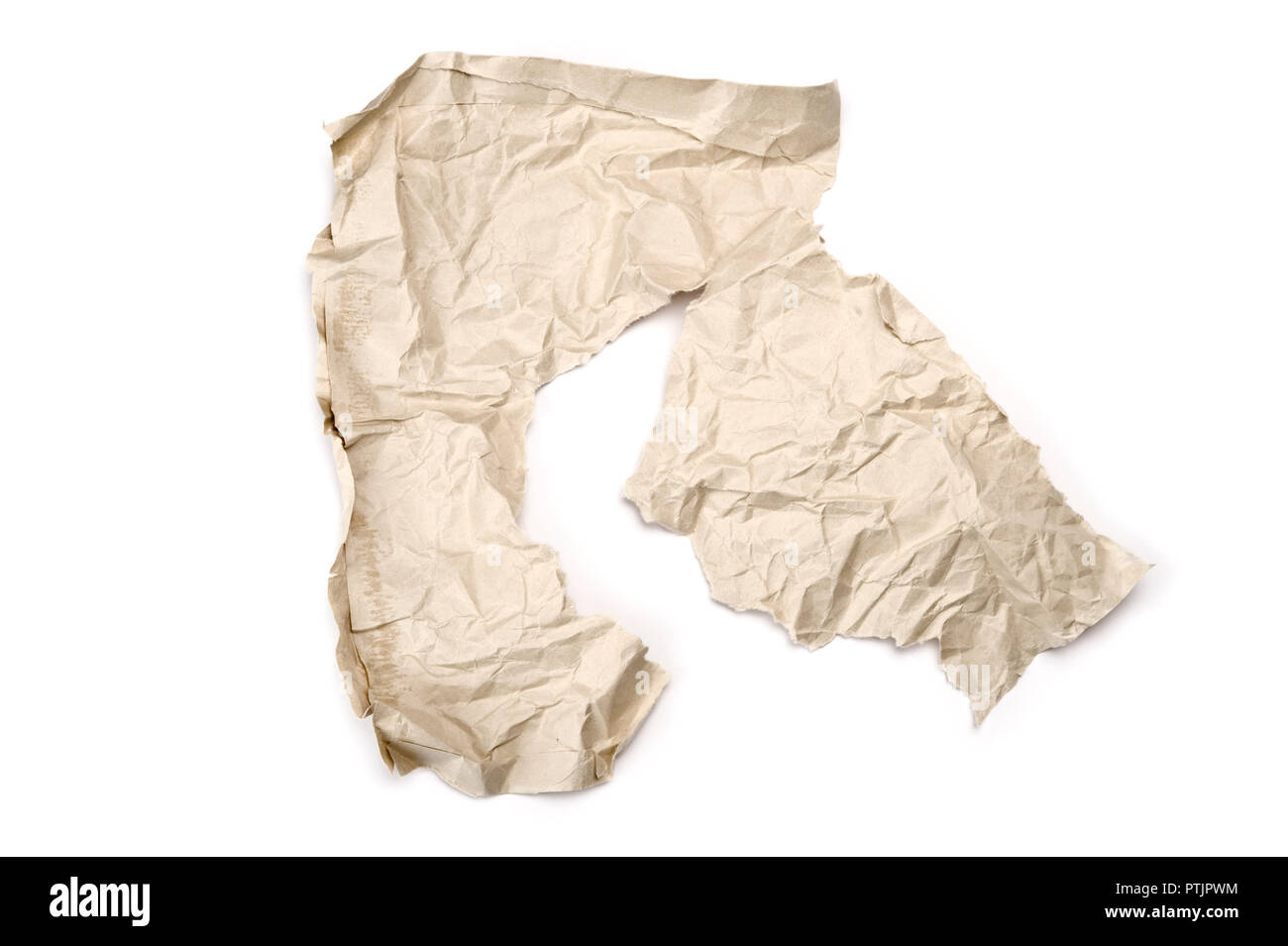 Wrinkled and torn paper on white background Stock Photo - Alamy